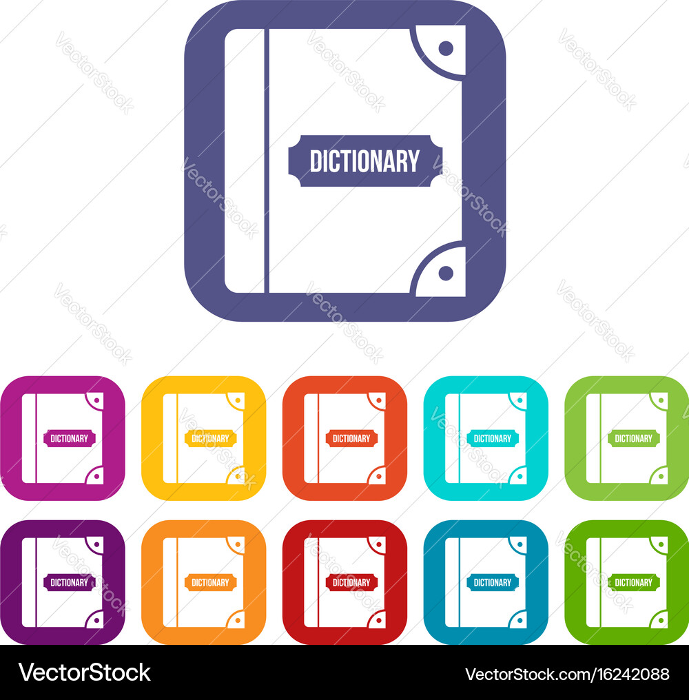 English dictionary icons set Royalty Free Vector Image