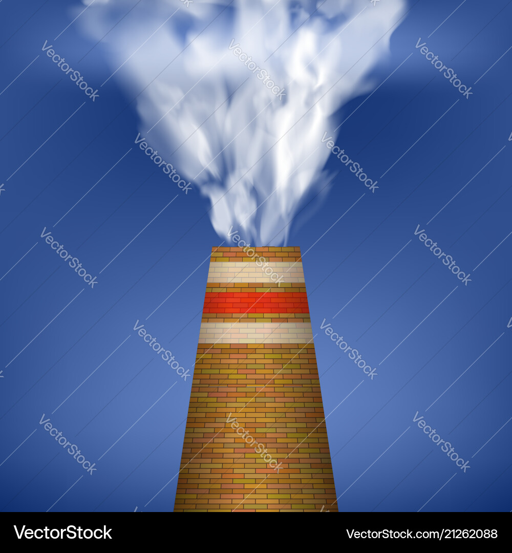 Factory chimney and smoke on blue background Vector Image