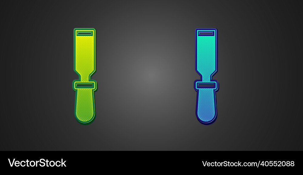 Green and blue chisel tool for wood icon isolated Vector Image