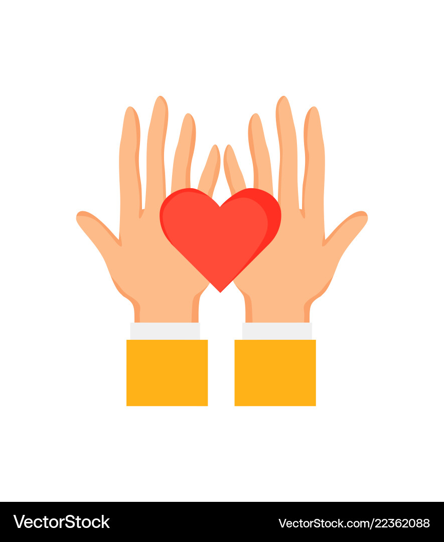 Hands holding red heart sign Royalty Free Vector Image