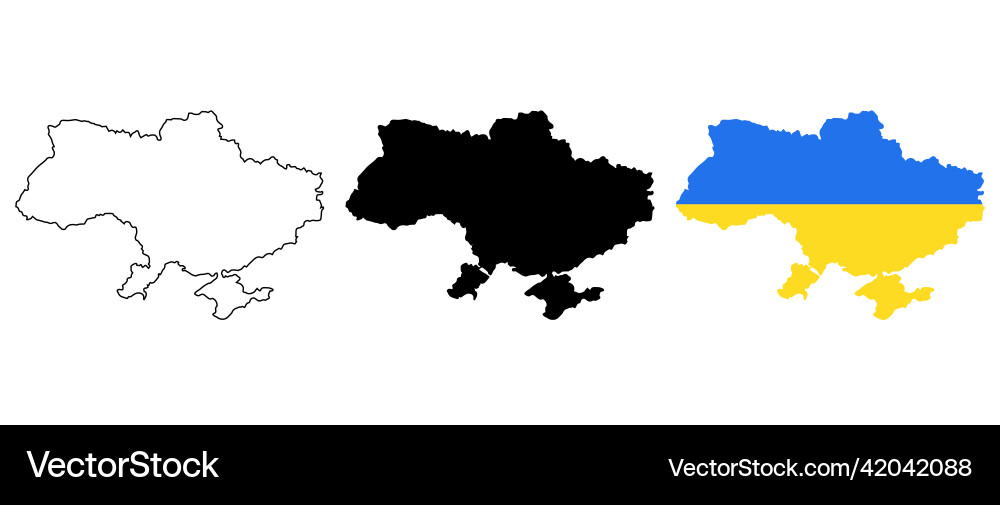 Map of ukraine geographical borders Royalty Free Vector