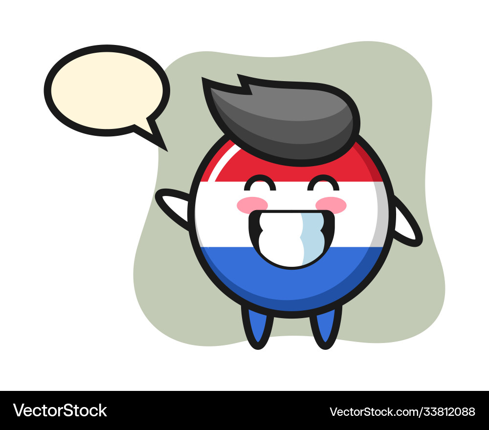 Netherlands flag badge cartoon character doing Vector Image