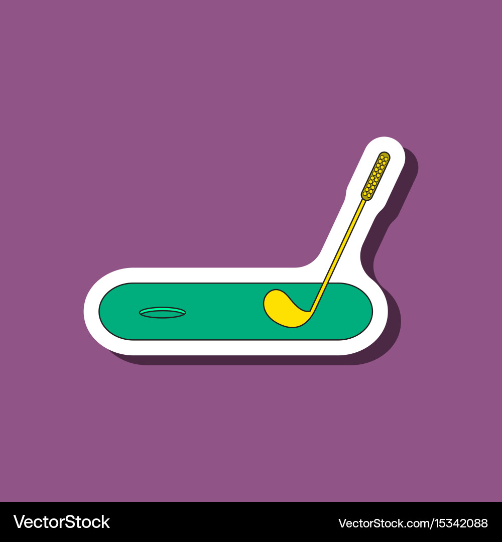 Paper sticker on stylish background golf stick Vector Image