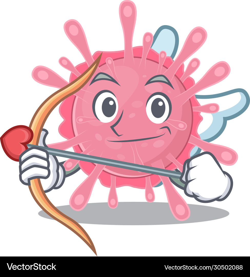 Romantic corona virus germ cupid with arrow Vector Image