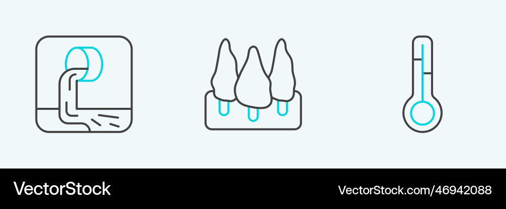 Set line meteorology thermometer wastewater Vector Image