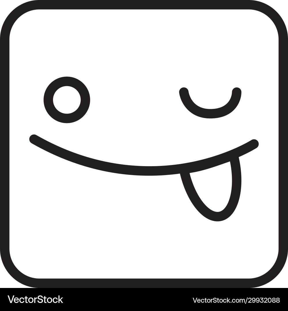 Square emoji crazy face line style icon Royalty Free Vector
