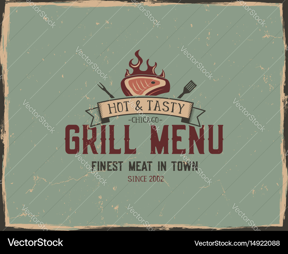 Steak house and grill menu typography poster Vector Image
