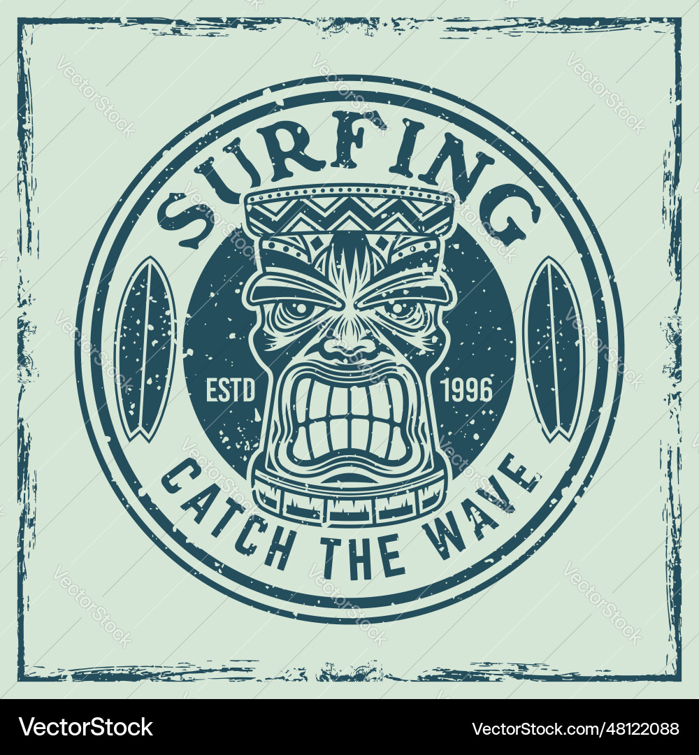 Surfing emblem badge label sticker Royalty Free Vector Image