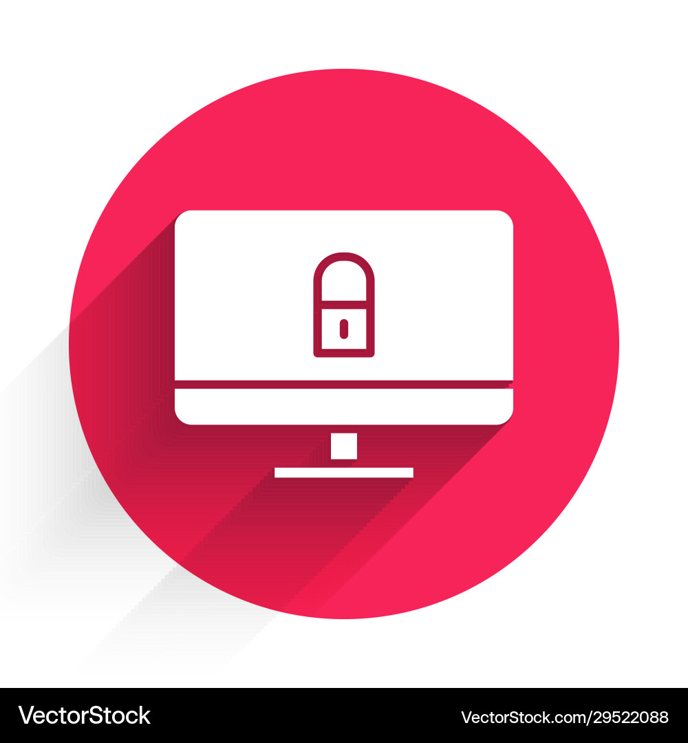 White lock on computer monitor screen icon Vector Image