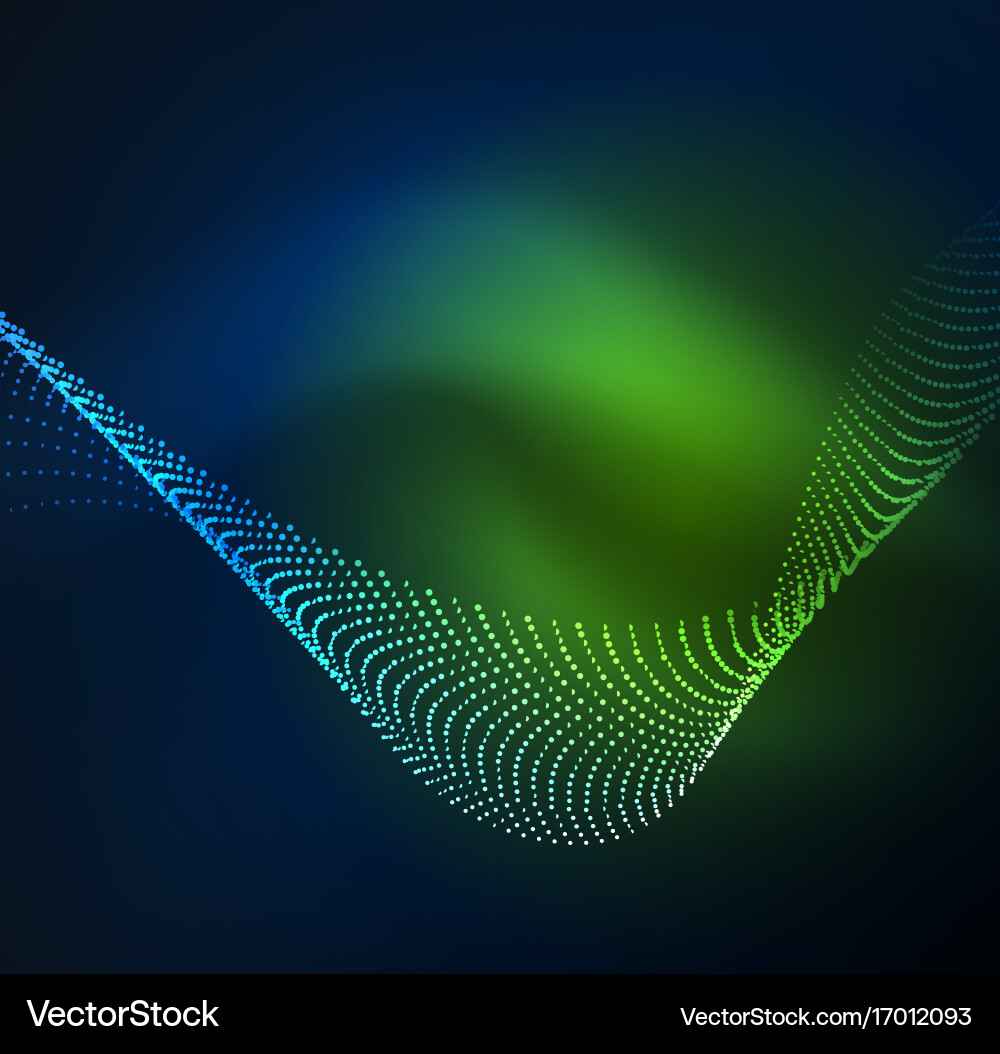 3d illuminated wave of glowing particles Vector Image