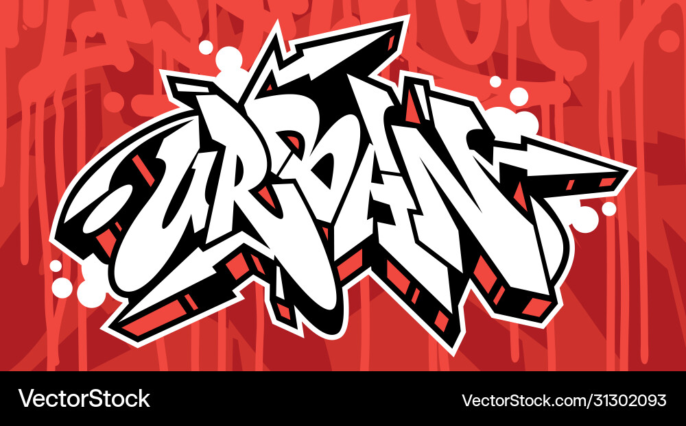 Abstract urban graffiti font lettering with a red Vector Image