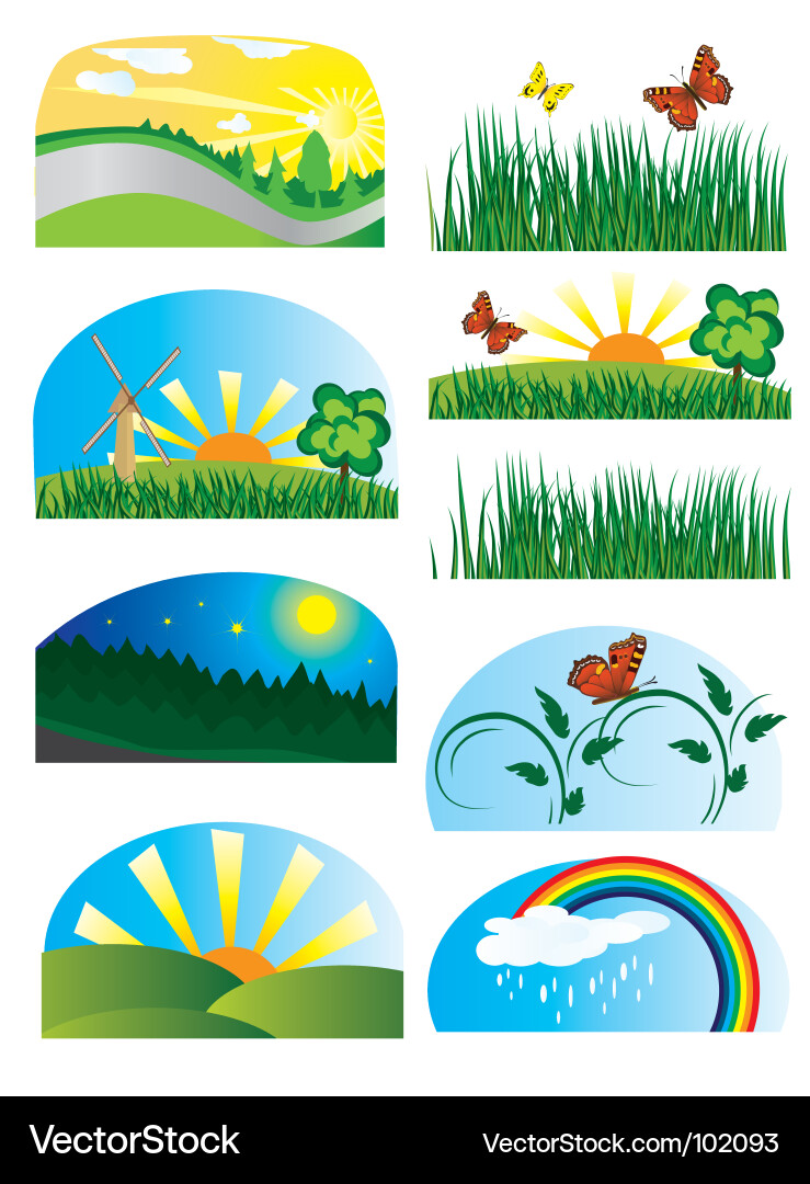 Collection of elements of nature Royalty Free Vector Image