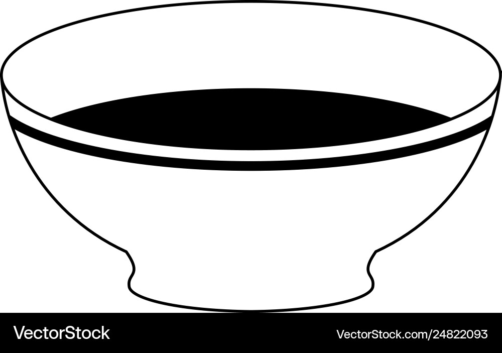 Empty dish bowl cartoon in black and white Vector Image