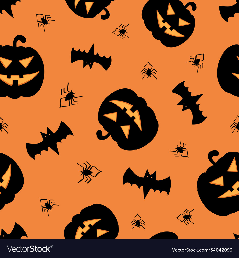 Happy halloween pattern with pumpkin bat spider Vector Image