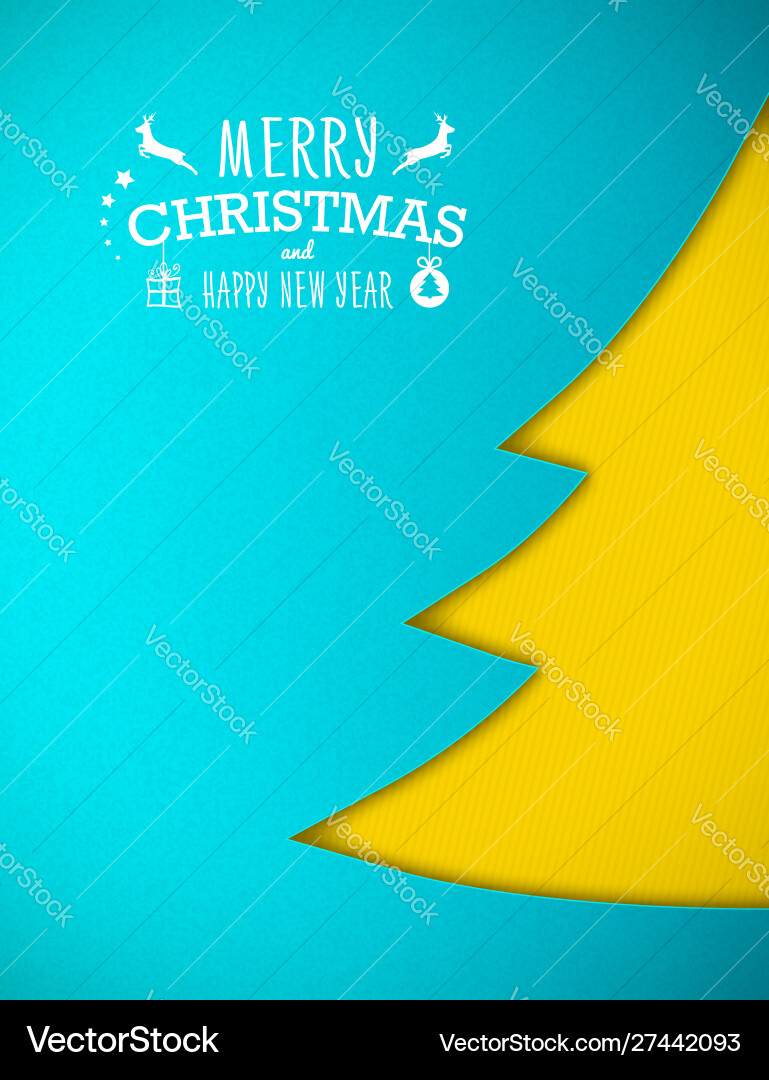 Holiday background with christmas tree paper Vector Image