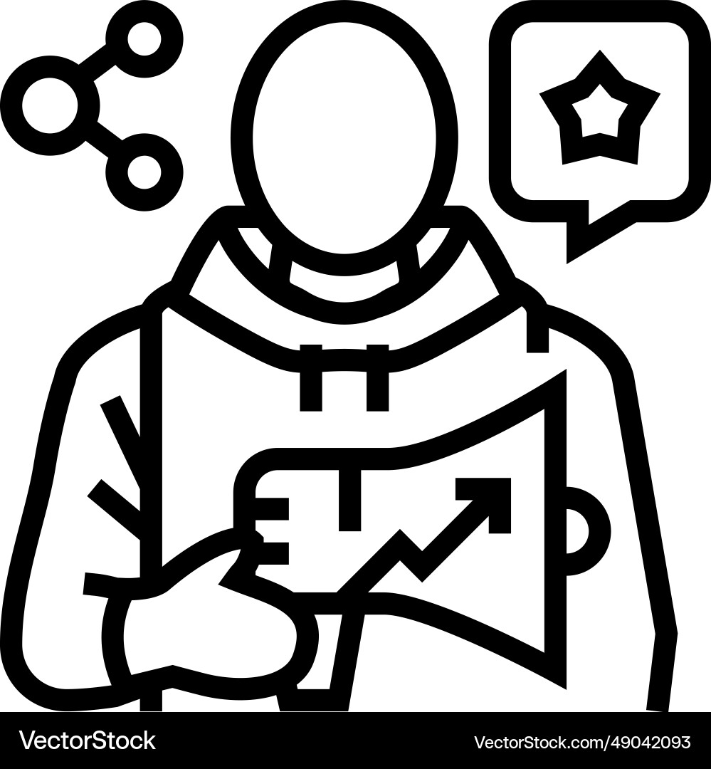 Influencer collaboration social media line icon Vector Image