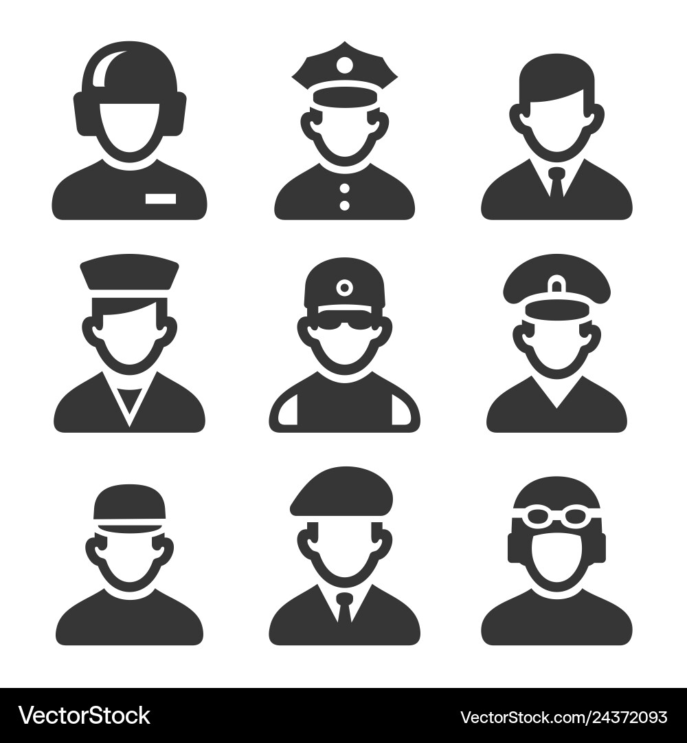 Military soldier avatars set on white background Vector Image