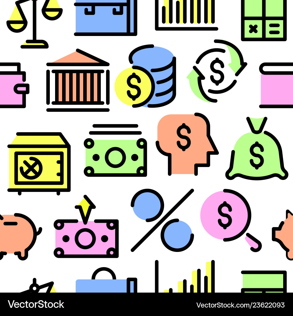 Pattern from a set of financial icons Royalty Free Vector
