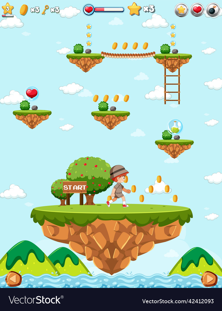 Platform game background template Royalty Free Vector Image