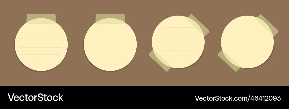 Round yellow sticky note set taped office memo Vector Image