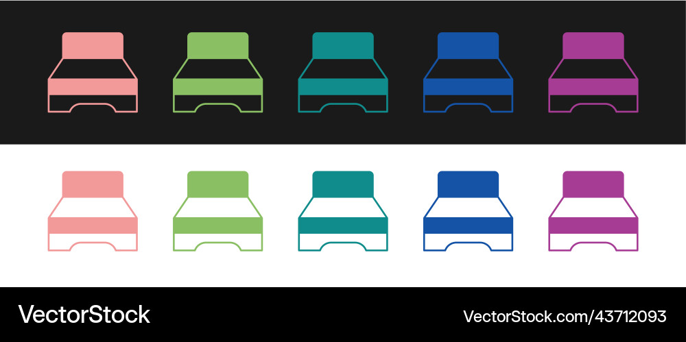 Set big bed for two or one person icon isolated Vector Image