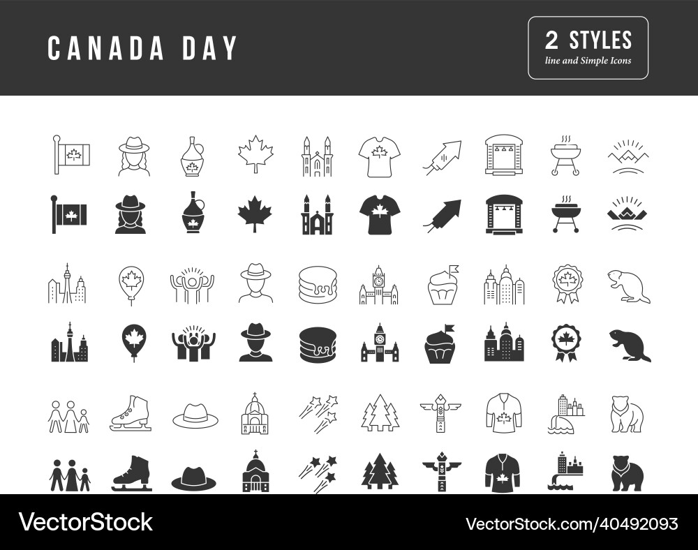 Set of simple icons canada day Royalty Free Vector Image