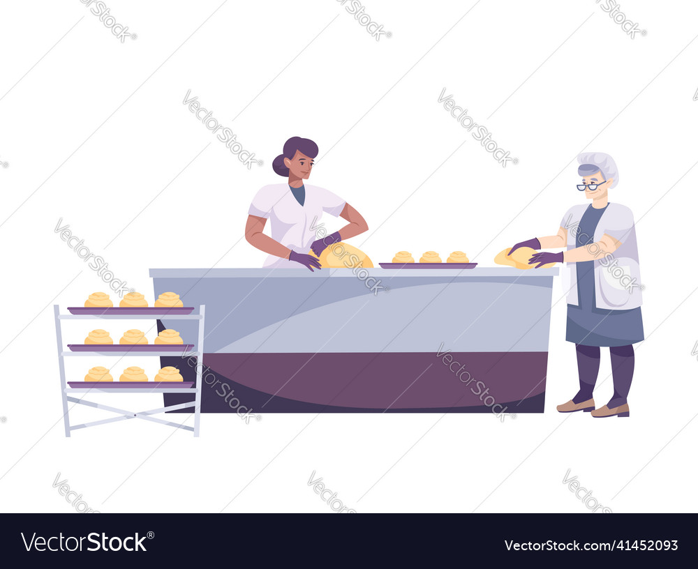 Shaping bakery flat composition Royalty Free Vector Image