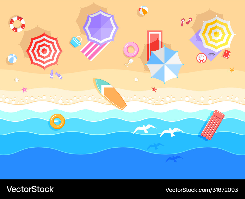 Top view on summer sea beach ocean Royalty Free Vector Image