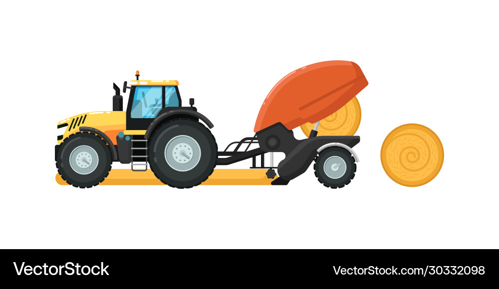 Agriculture tractor hay baler Royalty Free Vector Image