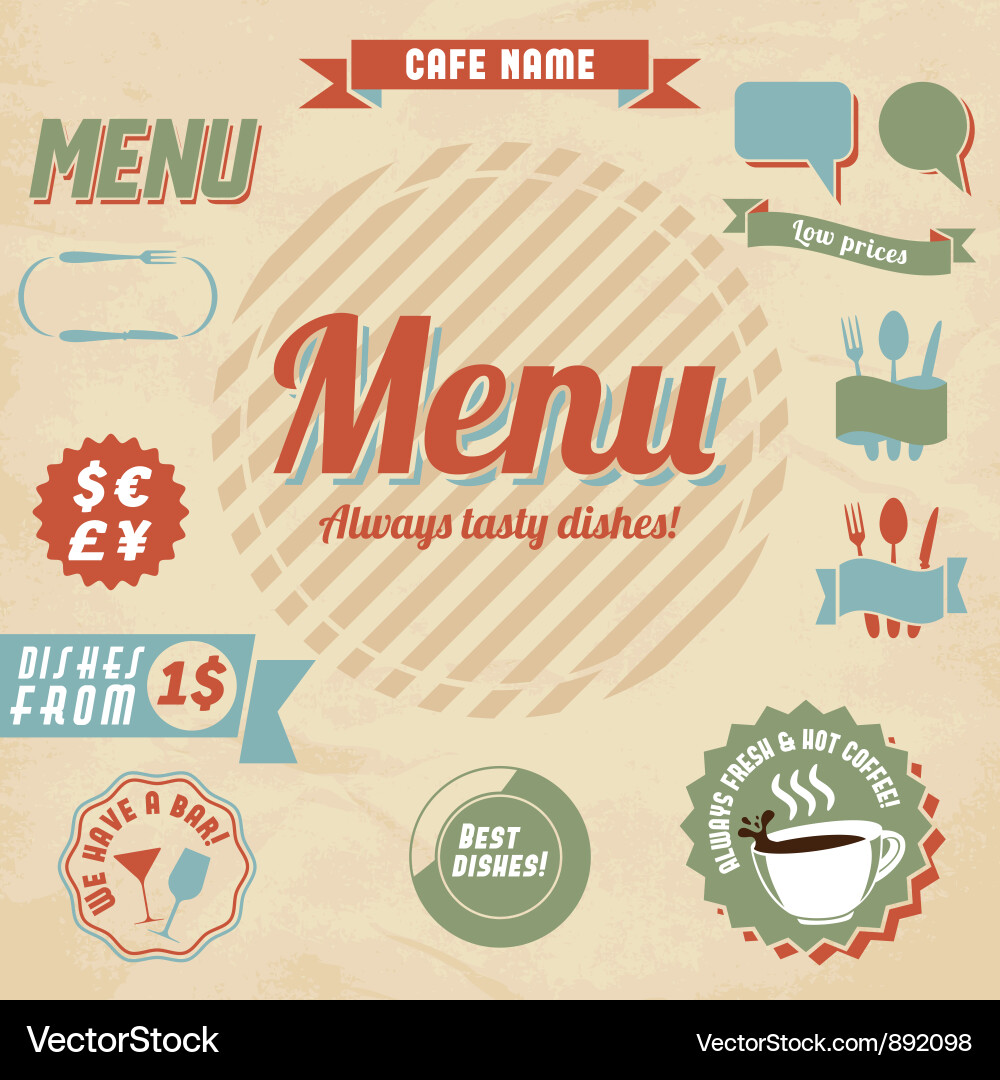 Cafe menu design elements Royalty Free Vector Image