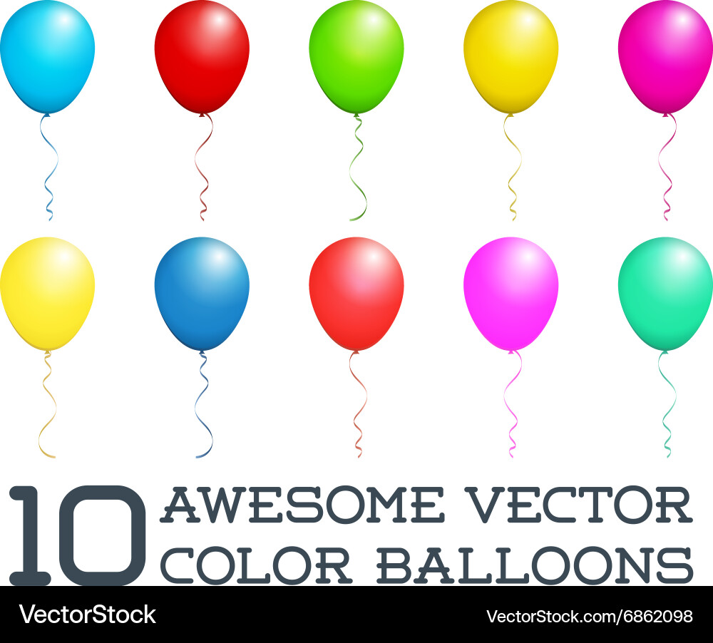 Color glossy balloons set isolated on white Vector Image