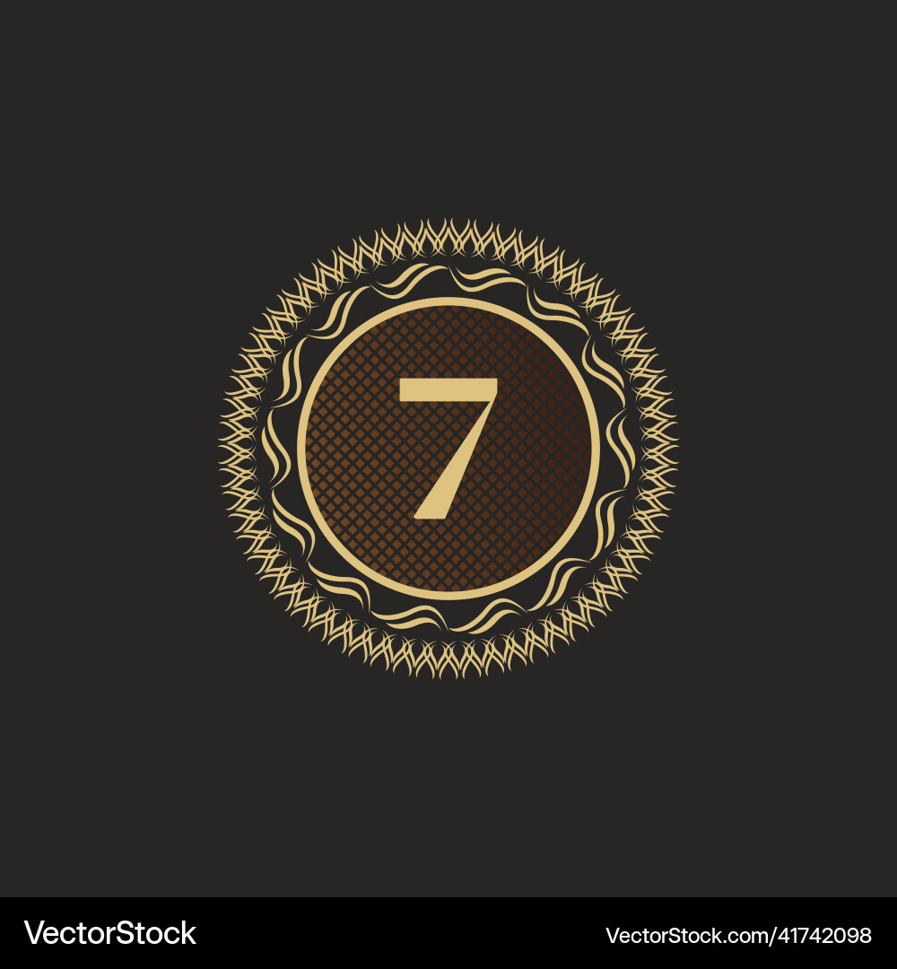 Emblem number 7 gold monogram design luxury Vector Image