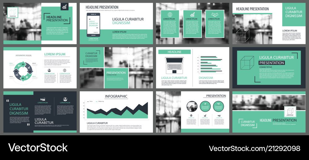 Green presentation templates for slide Royalty Free Vector