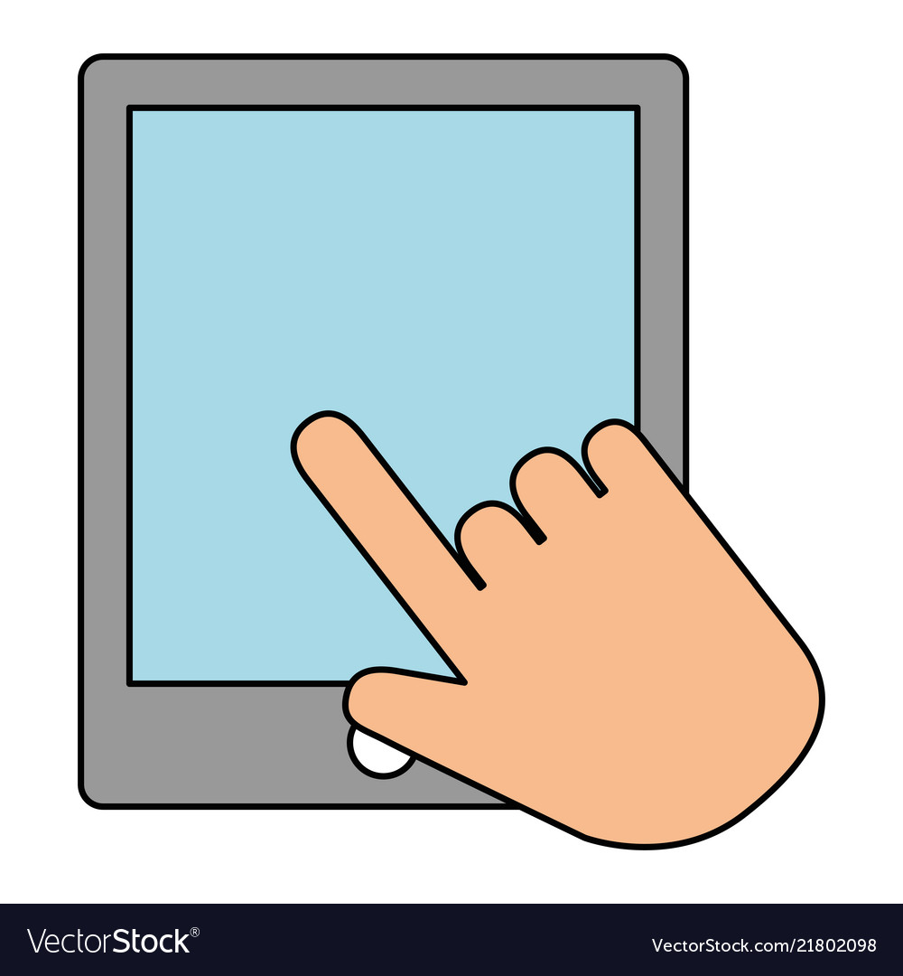 Hand using tablet electronic Royalty Free Vector Image