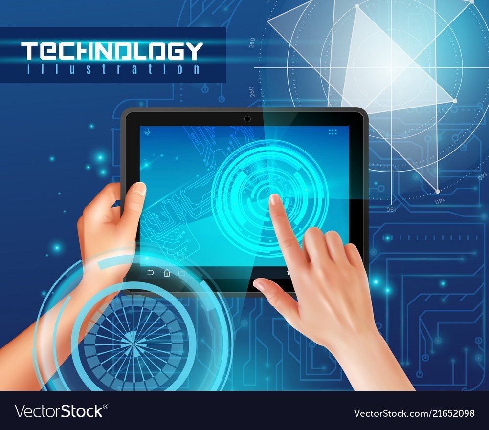 Hands tablet realistic Royalty Free Vector Image