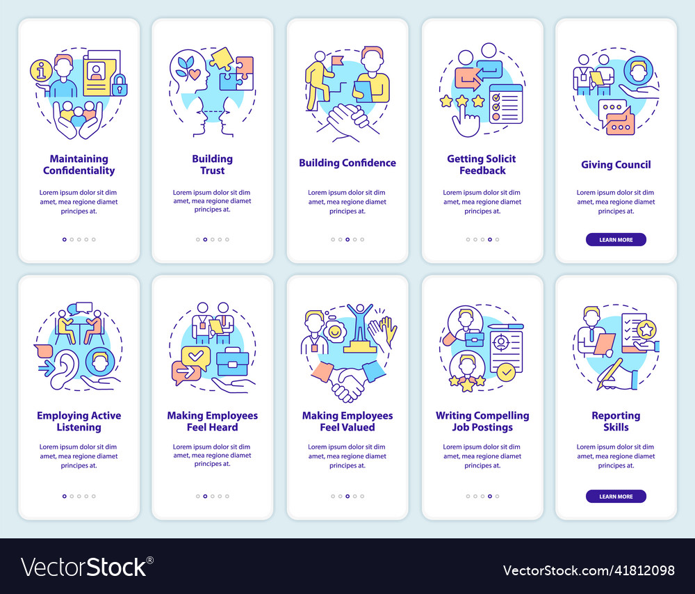Hr Skills Onboarding Mobile App Screen Set Vector Image