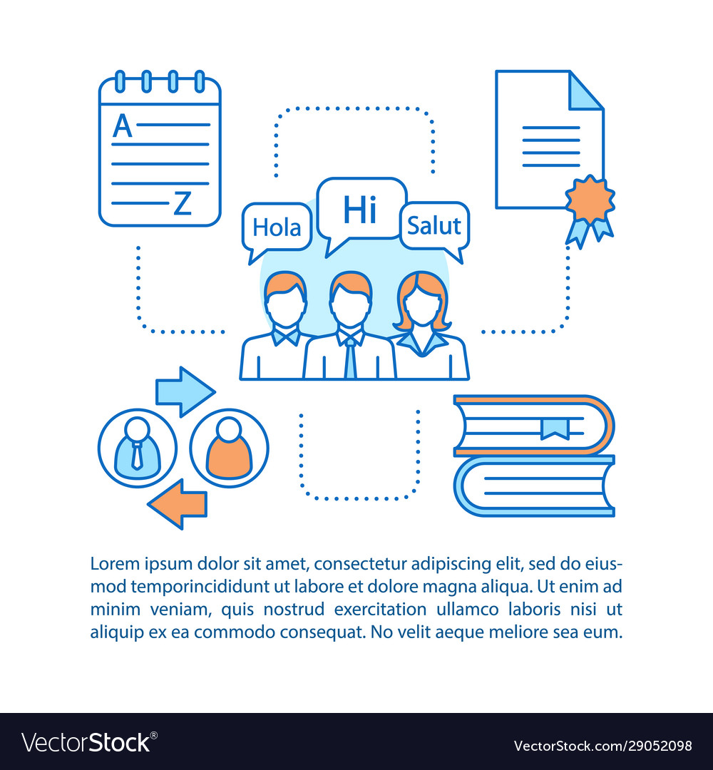 Language learning concept linear Royalty Free Vector Image