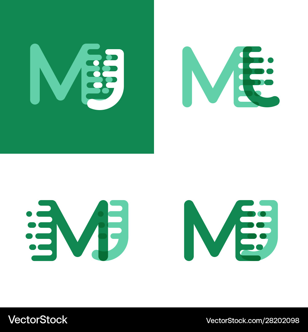 Mj letters logo with accent speed in light green Vector Image