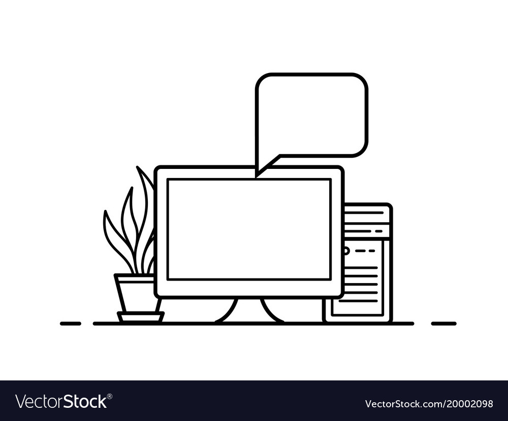 Office computer icon Royalty Free Vector Image
