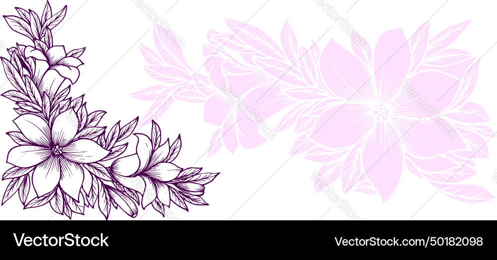 Pink flower outline decorative design background Vector Image