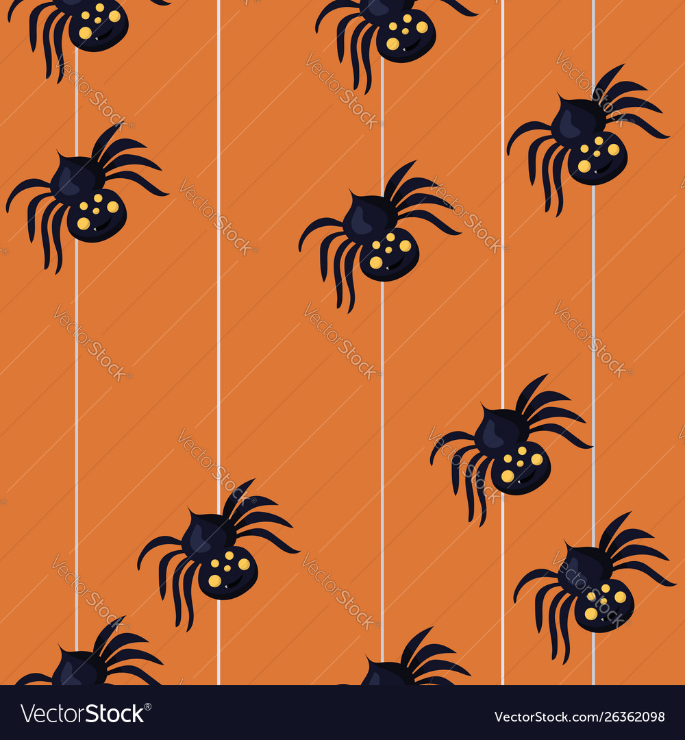 Seamless pattern with spiders descending Vector Image