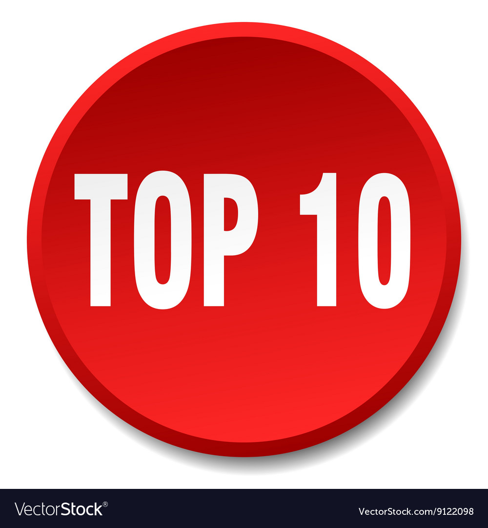 Top 10 red round flat isolated push button Vector Image