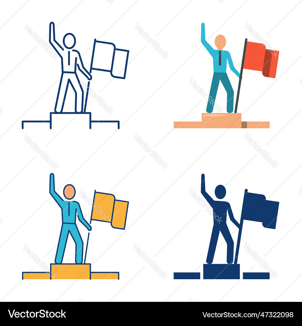 Victory icon set in flat and line style Royalty Free Vector