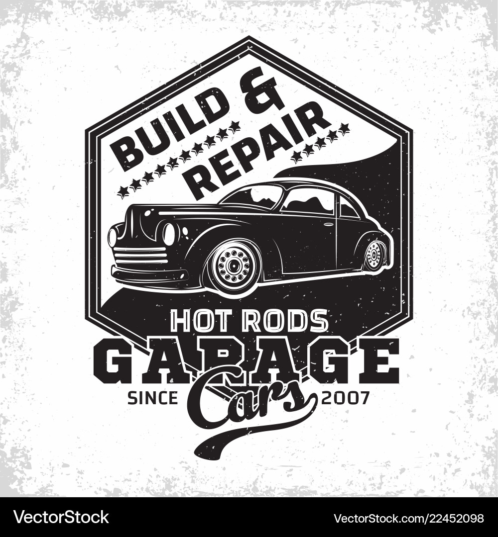 Vintage hot rod emblem design Royalty Free Vector Image