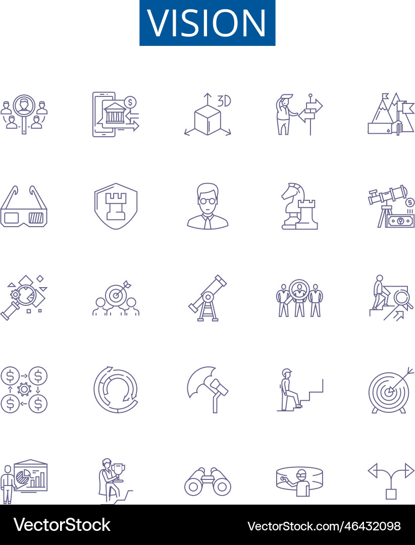 Vision line icons signs set design collection Vector Image