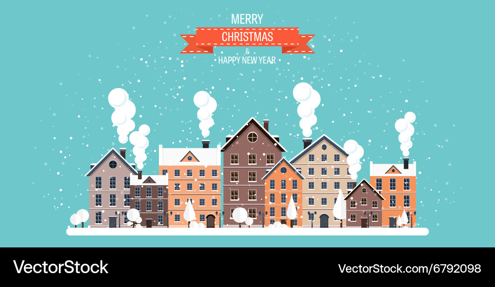 Winter urban landscape city Royalty Free Vector Image