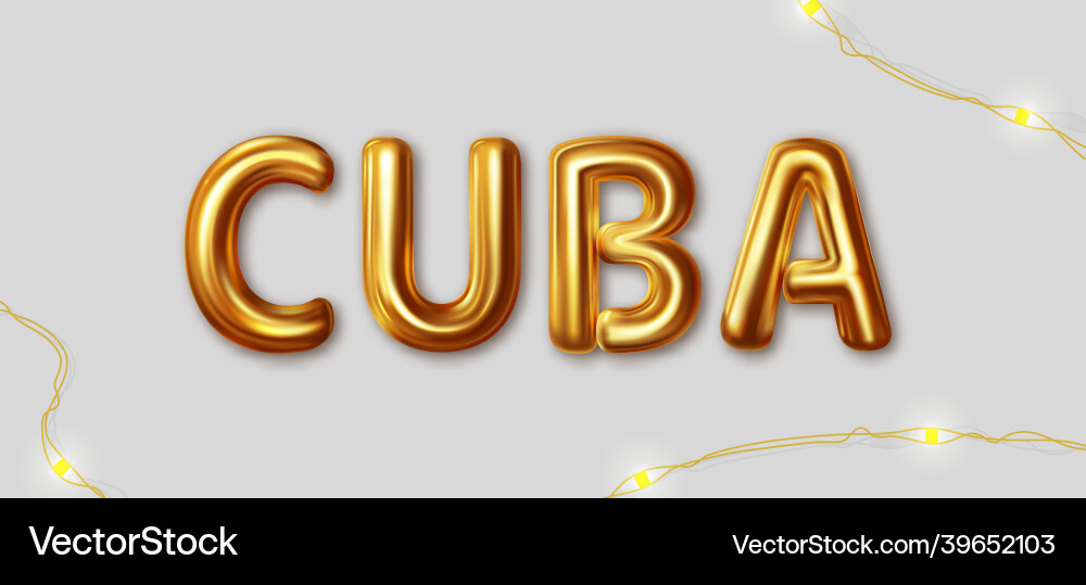 Cuba inscription gold letters on a gray Royalty Free Vector