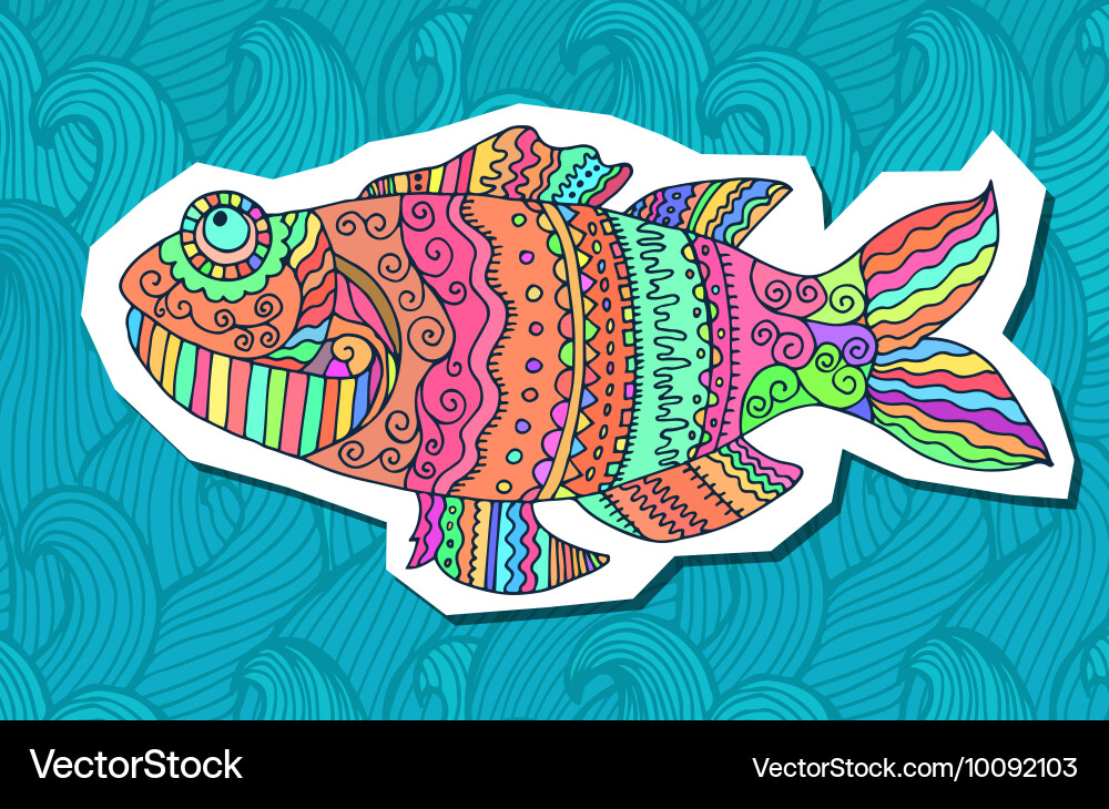 Fish painted by hand graphic Royalty Free Vector Image