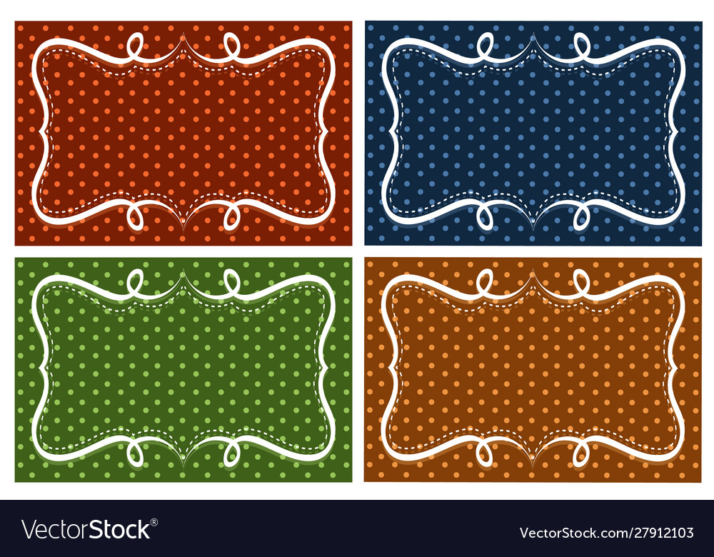 Frame template with polka dots on different color Vector Image
