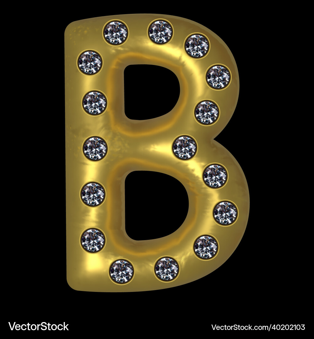 Gold letter with inlaid precious stones b Vector Image